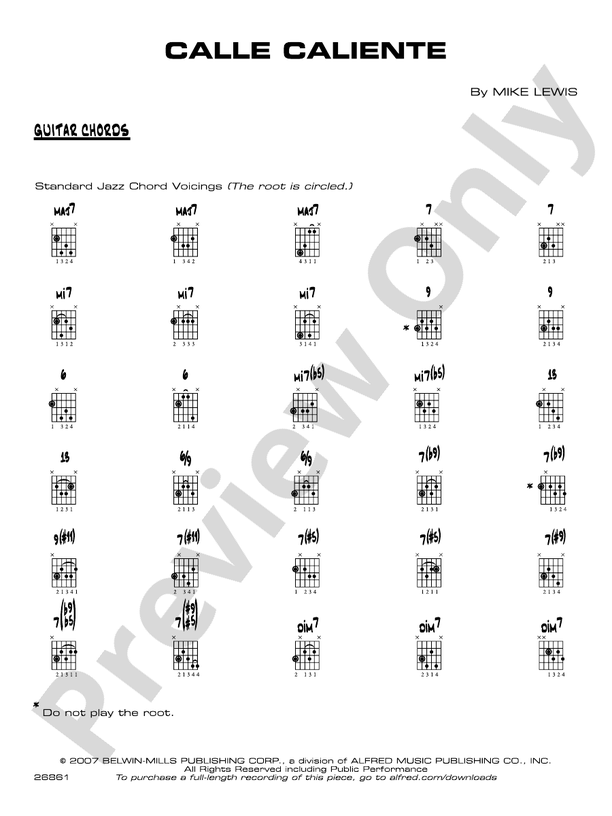 Calle Caliente: Guitar Chords: Guitar Chords Part - Digital Sheet Music ...