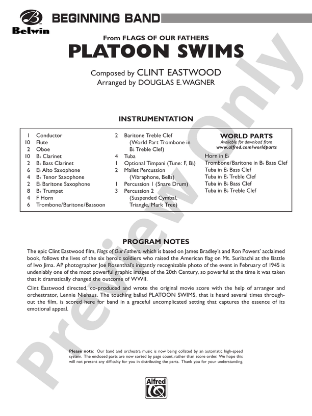 Platoon Swims: Score: Concert Band Score - Digital Sheet Music Download