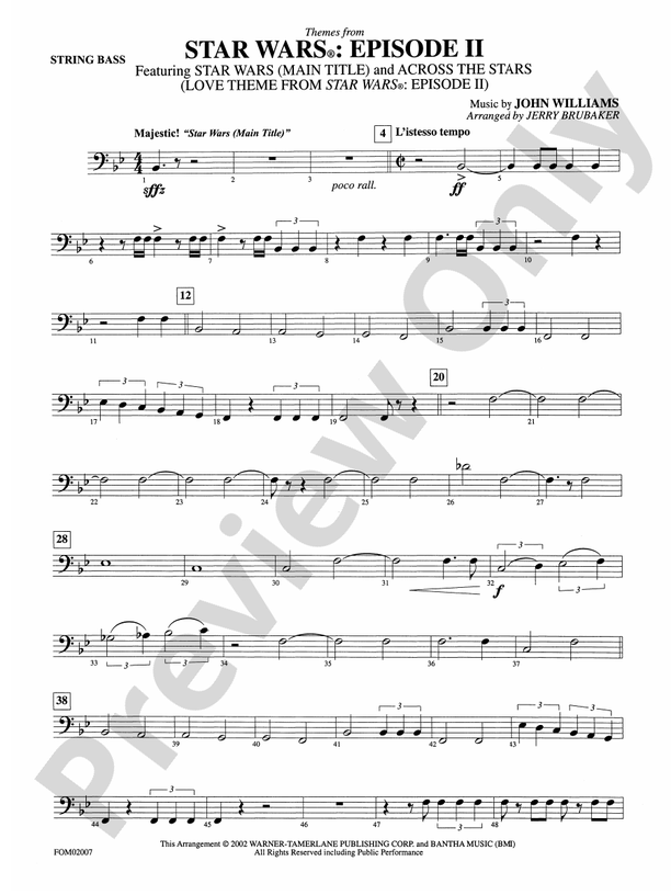 Star Wars®: Episode II Attack of the Clones: String Bass: String Bass Part - Digital Sheet Music ...