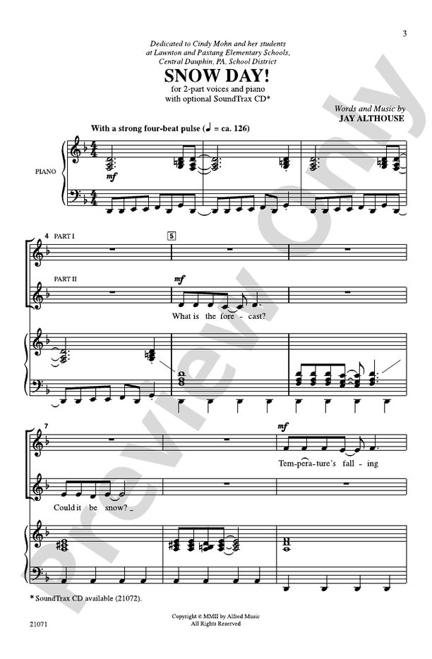 Snow Day!: 2-Part Choral Octavo: Jay Althouse - Digital Sheet Music ...