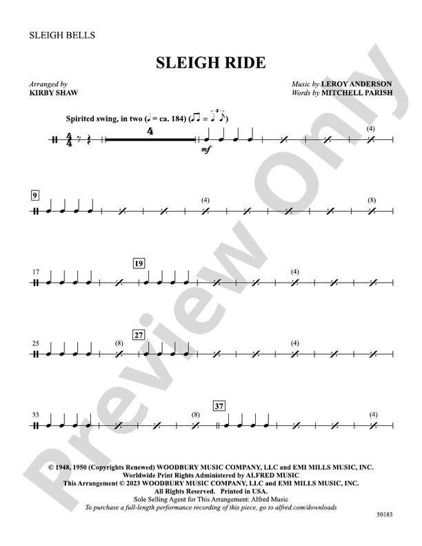 Sleigh Ride: Sleigh Bells: Sleigh Bells Part - Digital Sheet Music Download