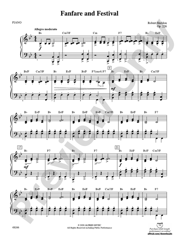 Fanfare and Festival: Piano Accompaniment: Piano Accompaniment Part ...