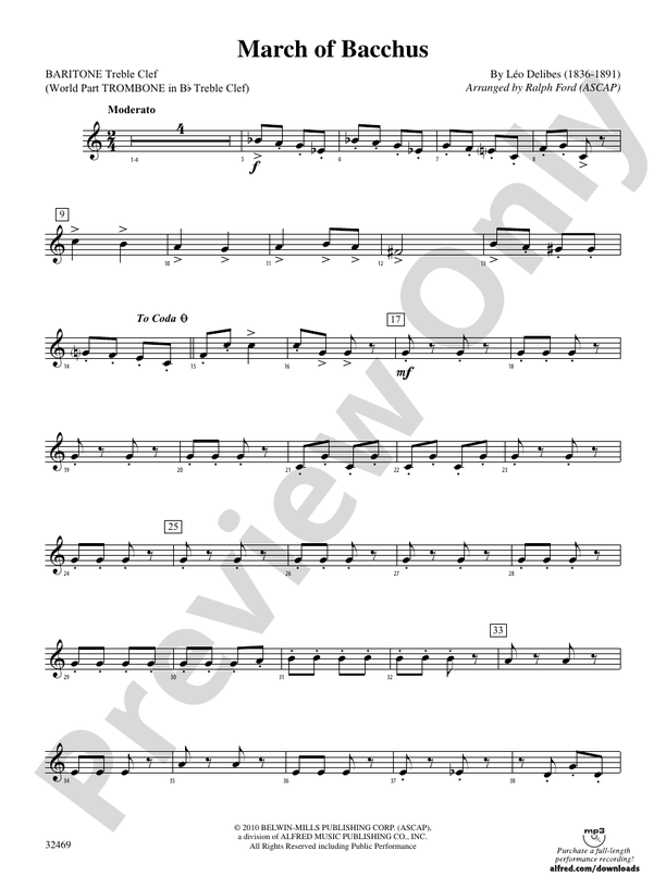 March of Bacchus: Baritone T.C.: Baritone T.C. Part - Digital Sheet ...