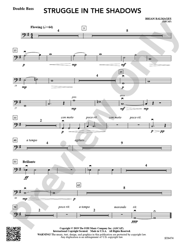 Struggle in the Shadows: Double Bass: Double Bass Part: Brian Balmages ...