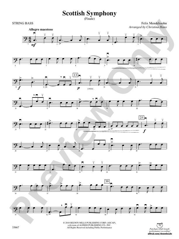 Scottish Symphony: String Bass: String Bass Part - Digital Sheet Music ...
