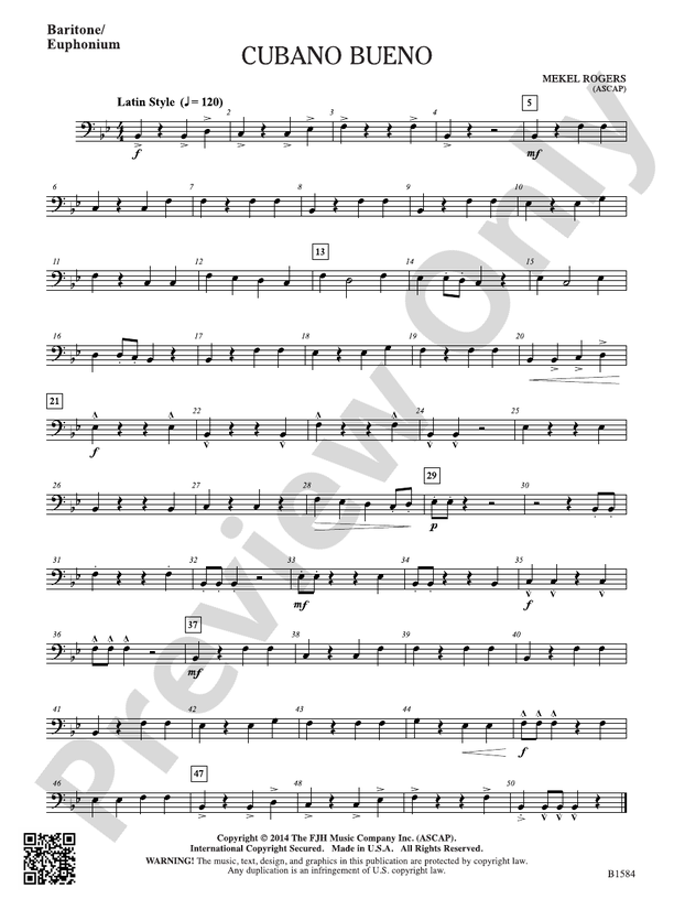 Cubano Bueno: Baritone/Euphonium: Baritone/Euphonium Part: Mekel Rogers - Digital Sheet Music ...