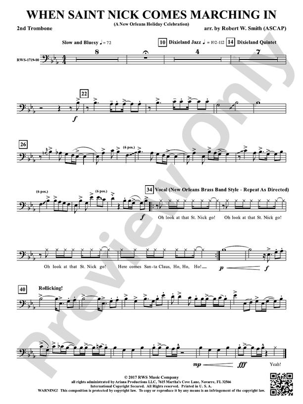 When Saint Nick Comes Marching In - A New Orleans Holiday Celebration: 2nd Trombone: 2nd ...