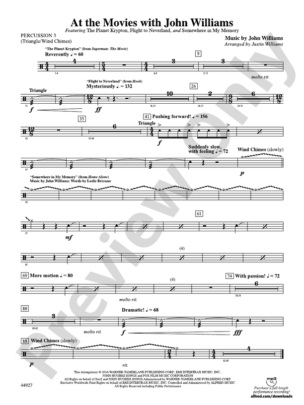 At the Movies with John Williams: 3rd Percussion: 3rd Percussion Part ...