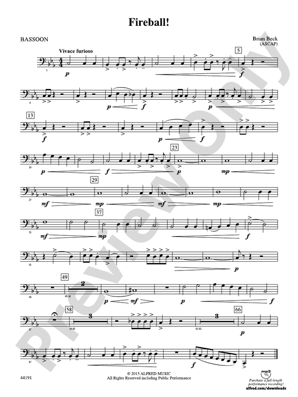 Fireball!: Bassoon: Bassoon Part - Digital Sheet Music Download