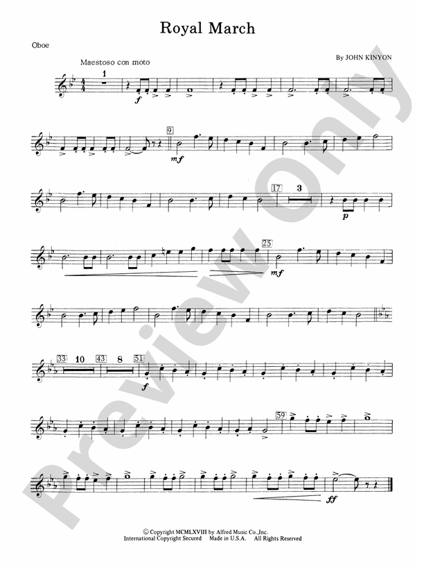 Royal March: Oboe: Oboe Part - Digital Sheet Music Download