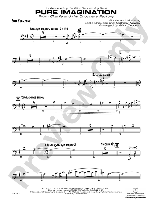 Pure Imagination: 2nd Trombone: 2nd Trombone Part - Digital Sheet Music Download