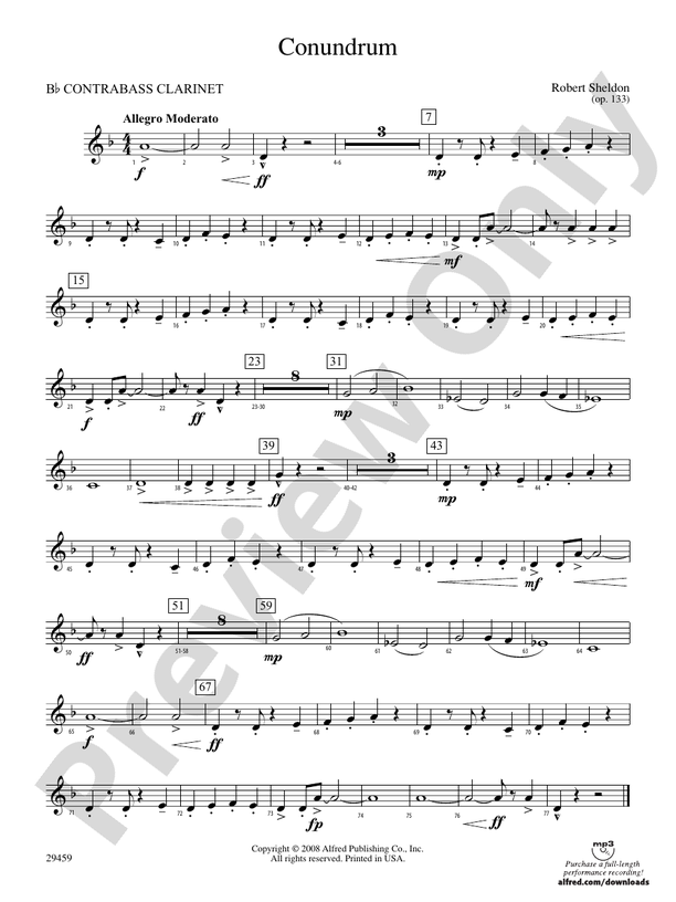 Conundrum: (wp) B-flat Contrabass Clarinet: (wp) B-flat Contrabass Clarinet World Part - Digital ...