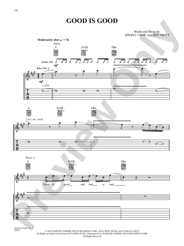 Good Is Good: Guitar: Sheryl Crow - Digital Sheet Music Download