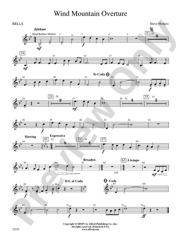 Wind Mountain Overture: Bells: Bells Part - Digital Sheet Music Download