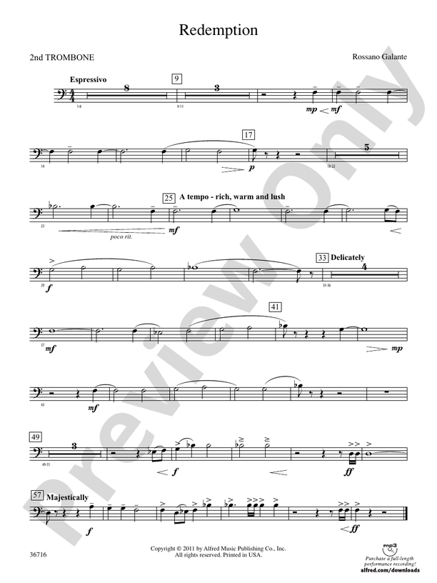Redemption: 2nd Trombone: 2nd Trombone Part - Digital Sheet Music Download