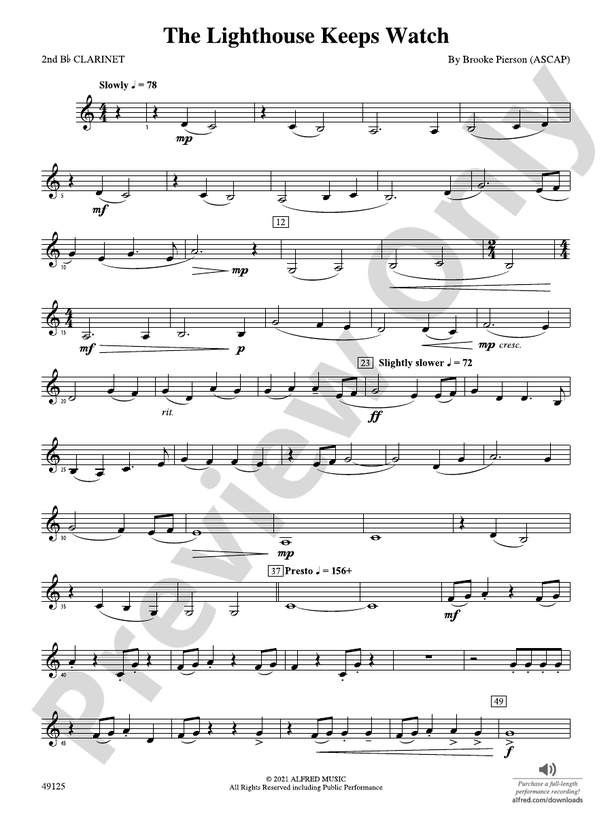 The Lighthouse Keeps Watch: 2nd B-flat Clarinet: 2nd B-flat Clarinet ...