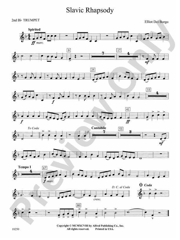Slavic Rhapsody: 2nd B-flat Trumpet: 2nd B-flat Trumpet Part - Digital Sheet Music Download