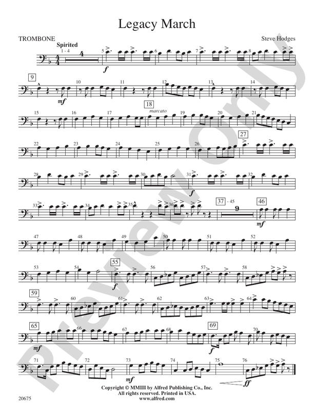 Legacy March: 1st Trombone: 1st Trombone Part - Digital Sheet Music ...