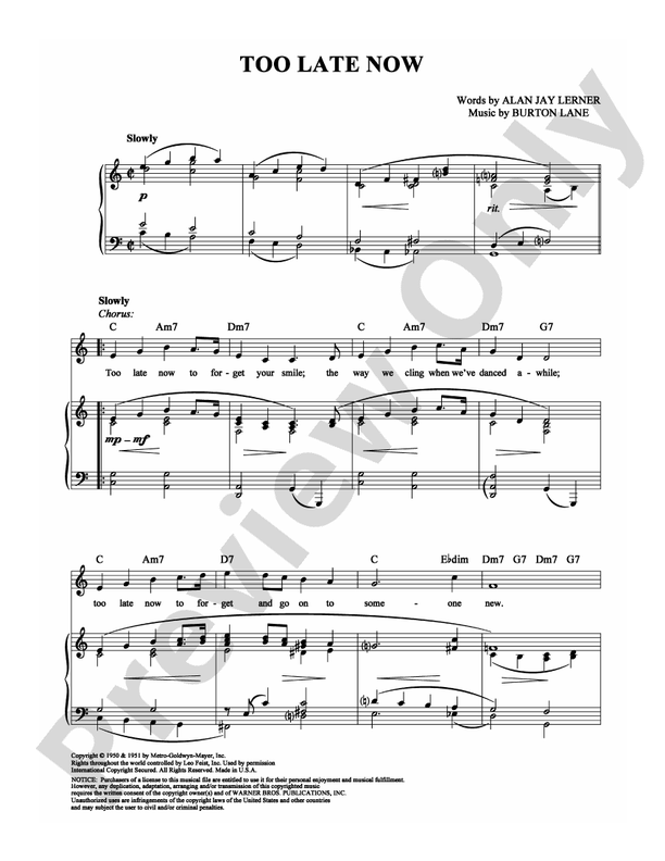 Too Late Now: Piano/Vocal/Chords: Burton Lane - Digital Sheet Music ...