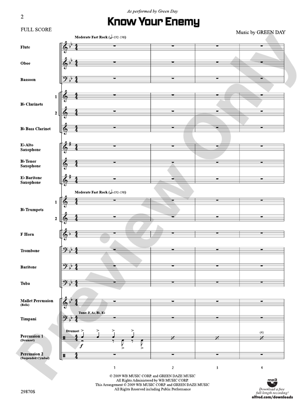 Know Your Enemy: Score: Concert Band Score - Digital Sheet Music Download