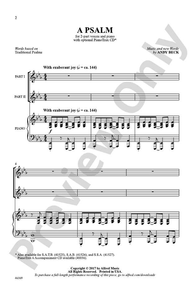 A Psalm: 2-Part Choral Octavo: Andy Beck - Digital Sheet Music Download