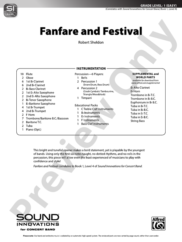 Fanfare and Festival: Score: Concert Band Score - Digital Sheet Music ...