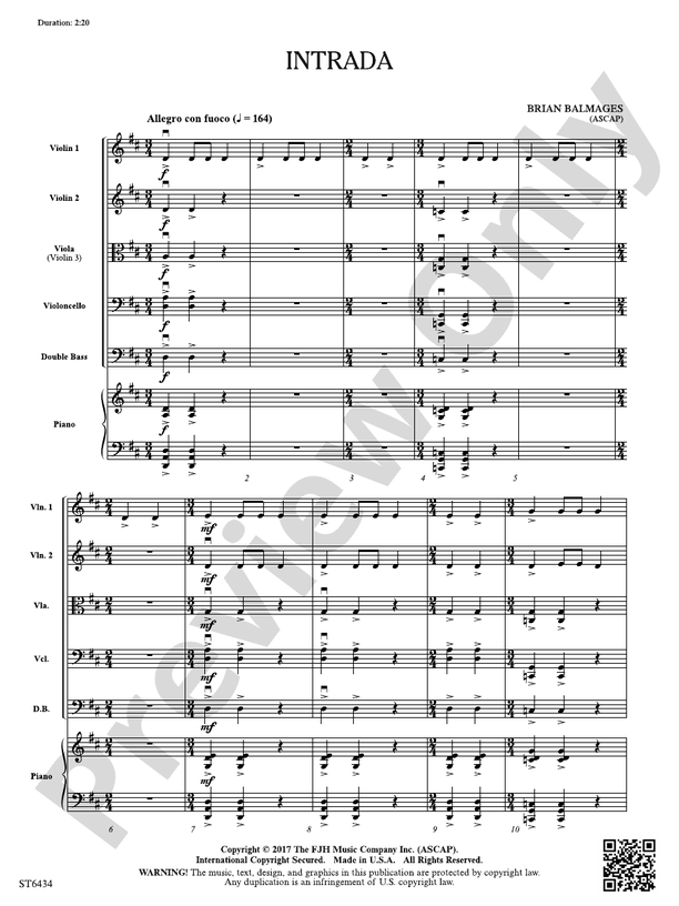 Intrada: String Orchestra Conductor Score & Parts: Brian Balmages - Digital Sheet Music Download