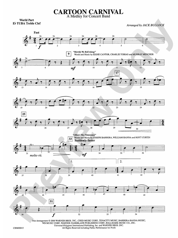 Cartoon Carnival (Medley): WP E-flat Tuba T.C.: WP E-flat Tuba T.C ...