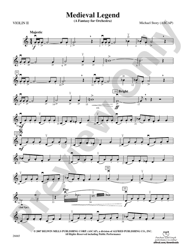 Medieval Legend: 2nd Violin: 2nd Violin Part - Digital Sheet Music Download