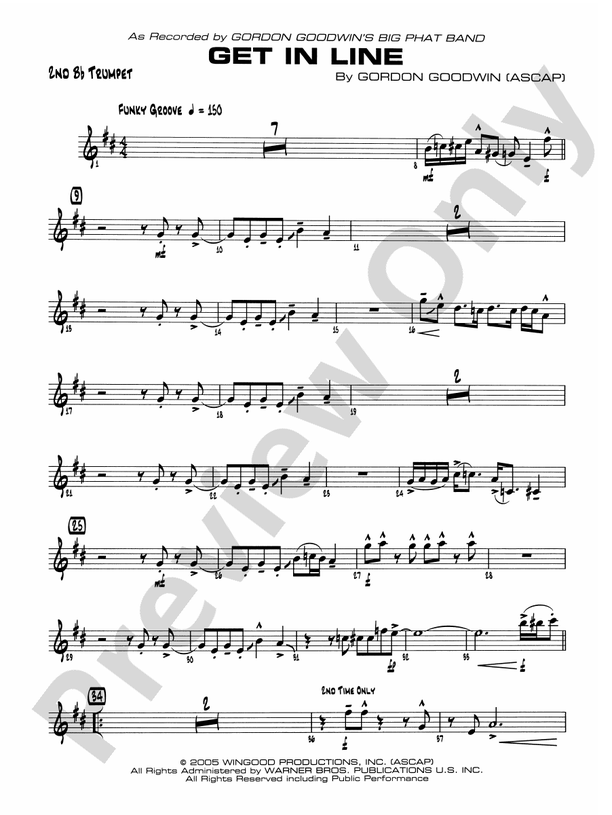 Get in Line: 2nd B-flat Trumpet: 2nd B-flat Trumpet Part - Digital Sheet Music Download
