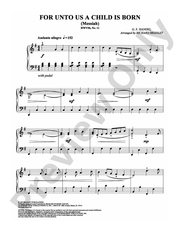 For Unto Us a Child is Born (Messiah): Piano: George Frideric Handel ...