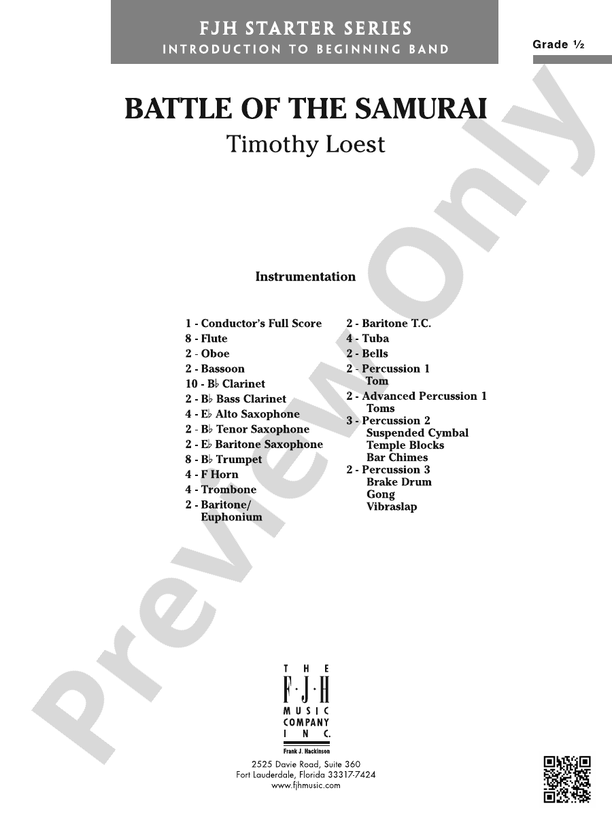 Battle of the Samurai: Concert Band Conductor Score & Parts: Timothy ...