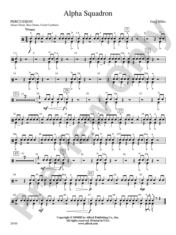 Alpha Squadron: Percussion: Percussion Part - Digital Sheet Music Download