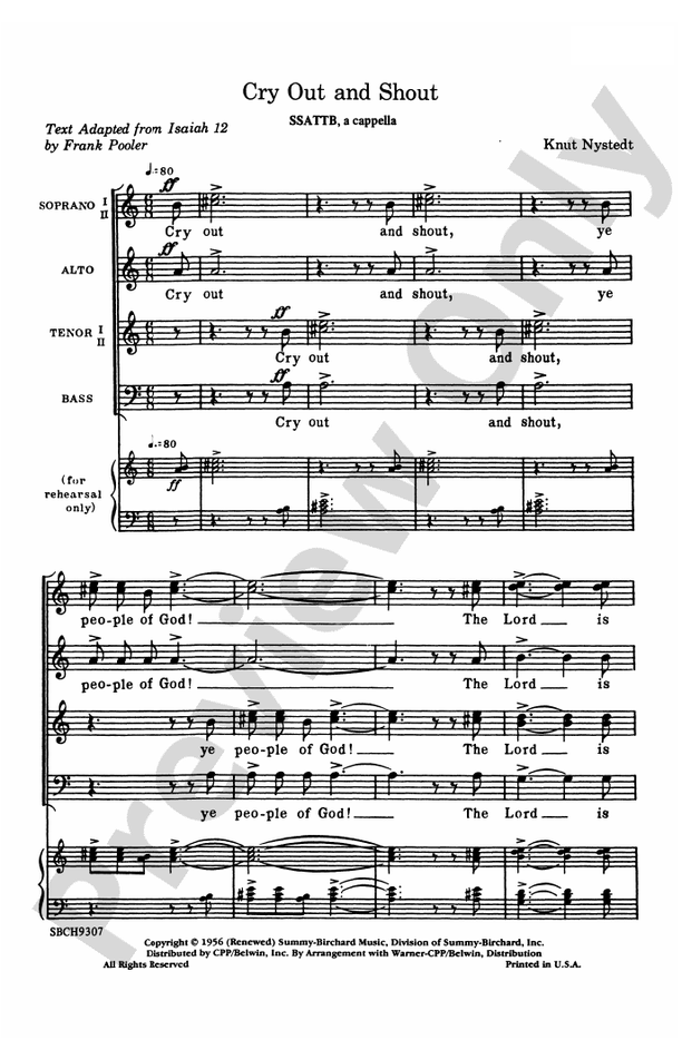 Cry Out and Shout: SSATTB Choral Octavo: Knut Nystedt - Digital Sheet ...