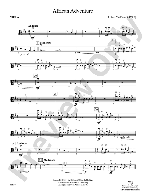 African Adventure: Viola: Viola Part - Digital Sheet Music Download