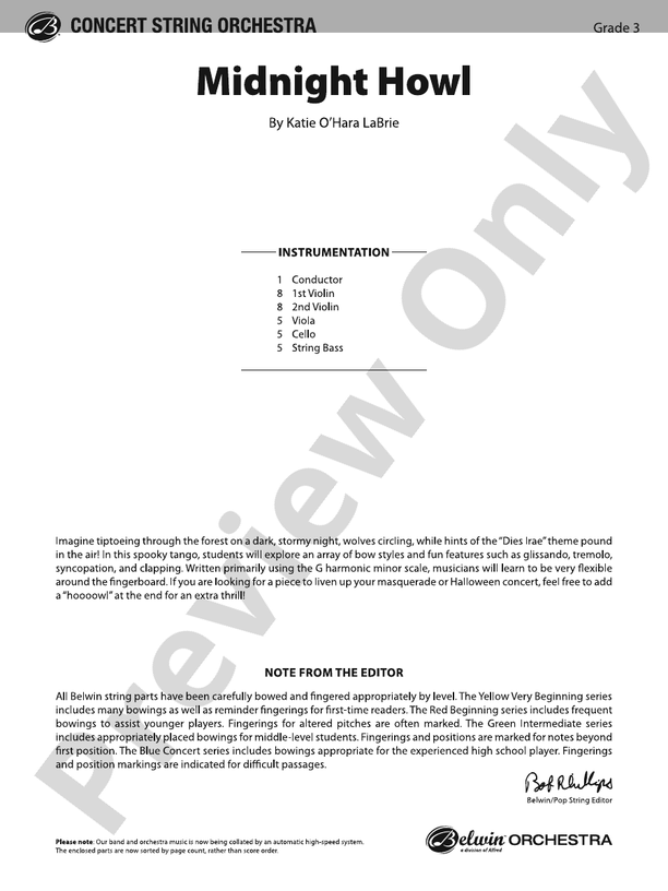 Midnight Howl: Score: String Orchestra Score - Digital Sheet Music Download