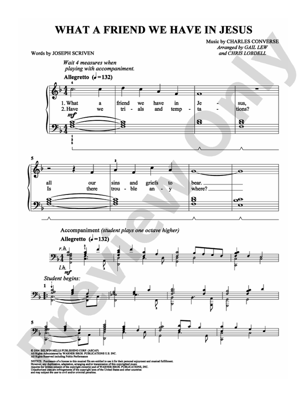 What A Friend We Have In Jesus Easy Piano Charles C Converse