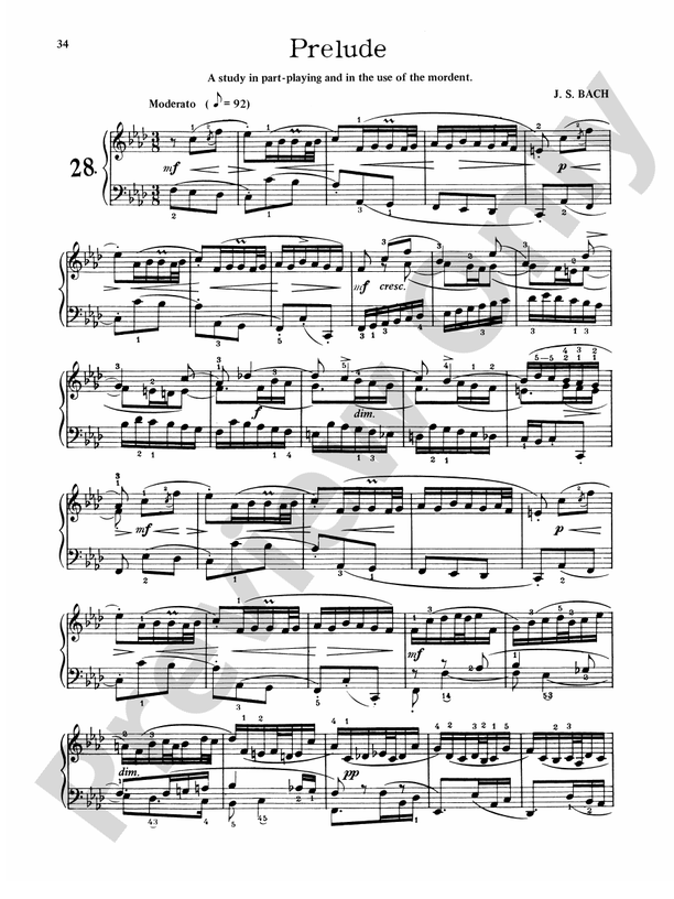 Bach: First Lessons in Bach (Ed. Carroll): 28. Prelude in F Minor Part ...