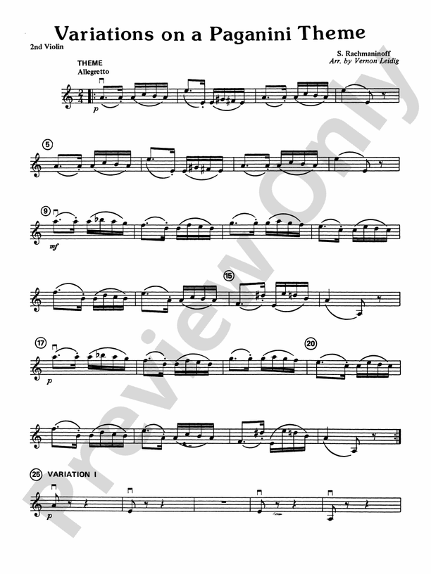 Variations on a Paganini Theme: 2nd Violin: 2nd Violin Part - Digital Sheet Music Download