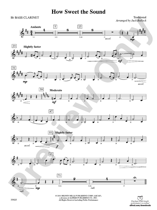 How Sweet the Sound: B-flat Bass Clarinet: B-flat Bass Clarinet Part ...