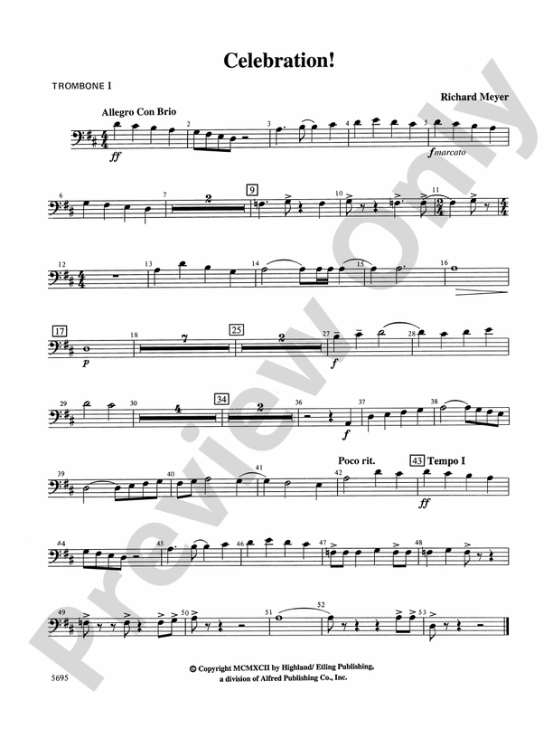 Celebration!: 1st Trombone: 1st Trombone Part - Digital Sheet Music Download