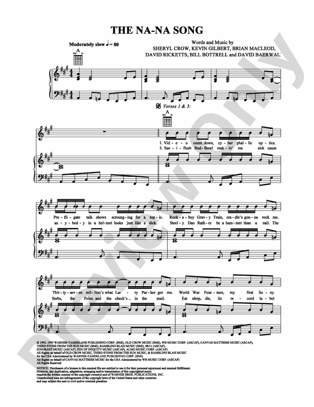 The Na-Na Song: Piano/Vocal/Chords: Sheryl Crow - Digital Sheet Music ...