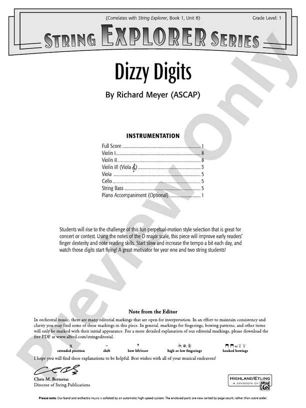 Dizzy Digits: Score: String Orchestra Score - Digital Sheet Music Download
