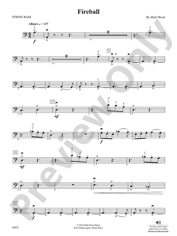 Fireball: String Bass: String Bass Part - Digital Sheet Music Download
