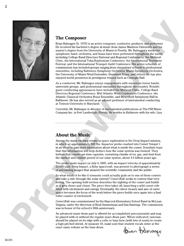 Comet Ride: Score: Concert Band Score: Brian Balmages - Digital Sheet ...