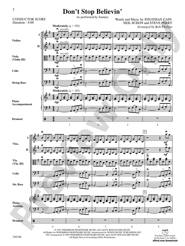 Don't Stop Believin': Score: String Orchestra Score - Digital Sheet ...