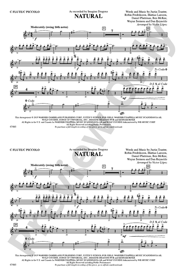 Natural: Flute: Flute Part - Digital Sheet Music Download