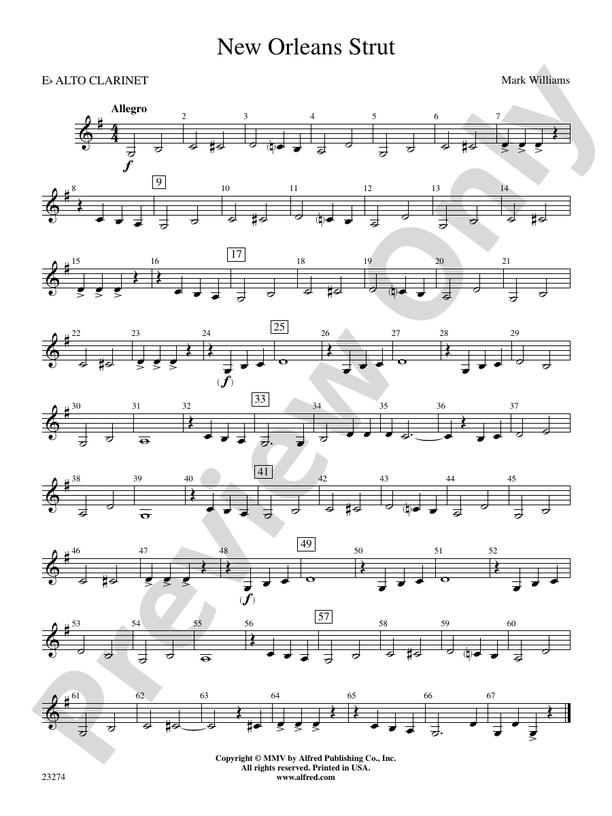 New Orleans Strut: E-flat Alto Clarinet: E-flat Alto Clarinet Part ...