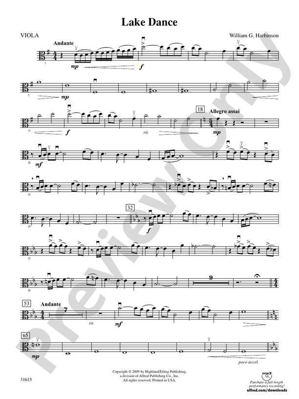 Lake Dance: Viola: Viola Part - Digital Sheet Music Download