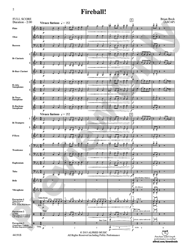 Fireball!: Score: Concert Band Score - Digital Sheet Music Download